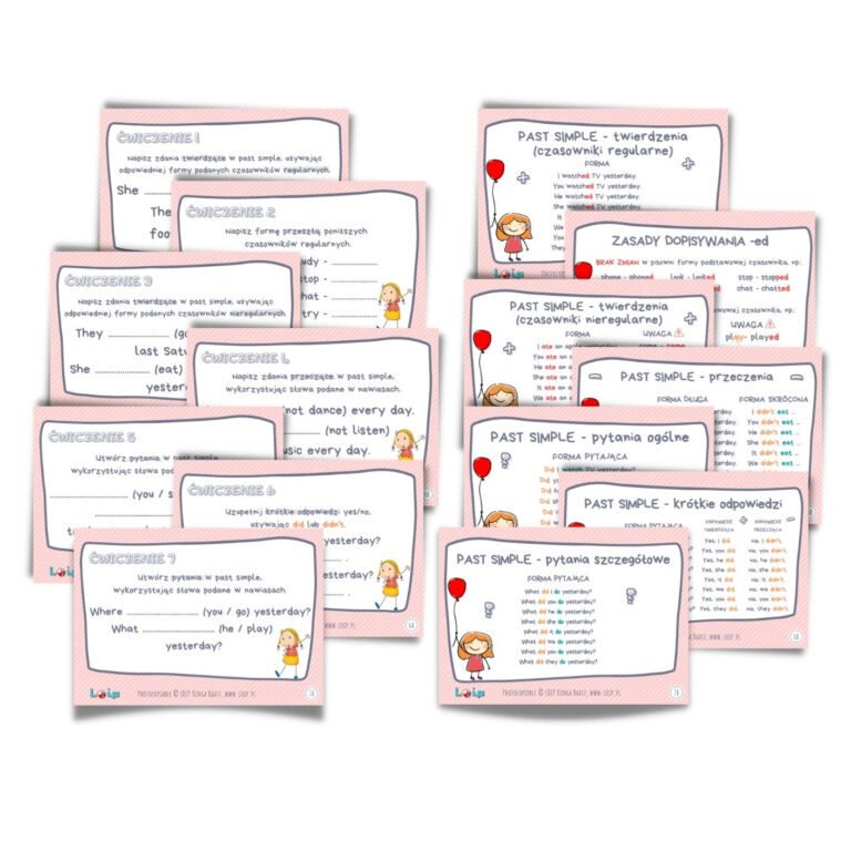 Tablice gramatyczne - czas past simple - Loip Angielski Online