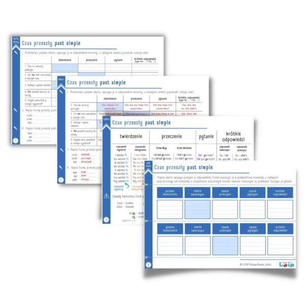 Tablice gramatyczne - czas past simple (E8) - Loip Angielski Online